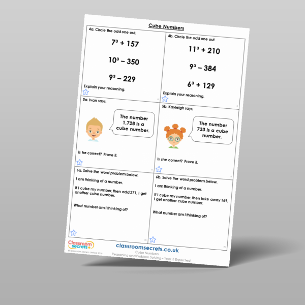 Year 5 Cube Numbers Reasoning And Problem Solving Resource | Classroom ...