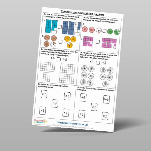 Year 4 Compare And Order Mixed Numbers Varied Fluency Resource | Classroom Secrets