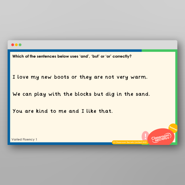 Year 1 Using And But And Or Teaching Ppt Resource | Classroom Secrets