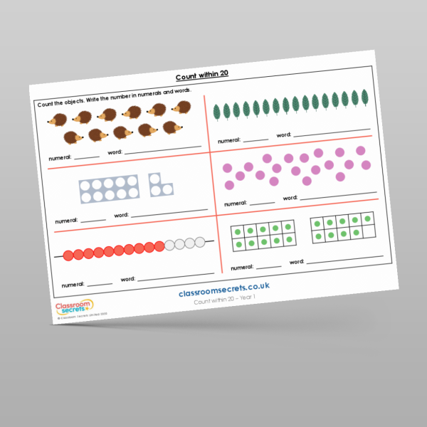 Year 1 Count Within 20 Main Activity Resource | Classroom Secrets