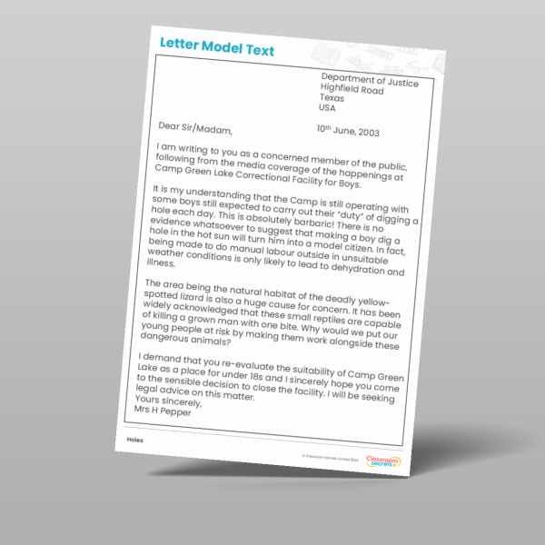 Year 6 Holes Writing Unit Model Text Resource | Classroom Secrets