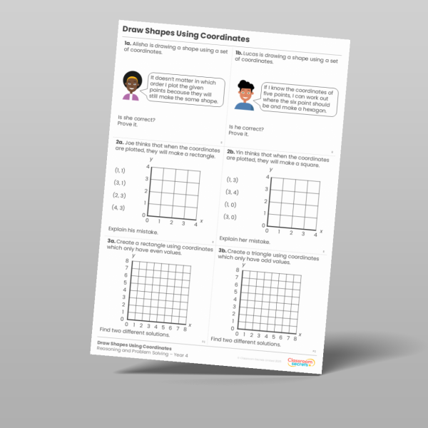 Year 4 Draw Shapes Using Coordinates Reasoning And Problem Solving ...
