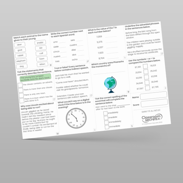 Year 5 Early Morning Work Autumn Week 3 Resource | Classroom Secrets