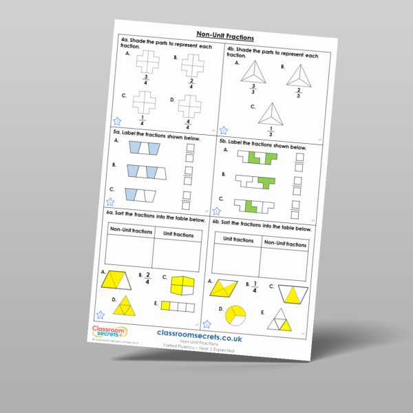 Year 2 Non Unit Fractions Varied Fluency Resource | Classroom Secrets