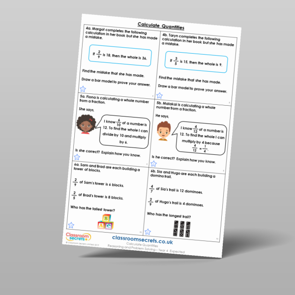 Year 4 Calculate Quantities Reasoning And Problem Solving Resource | Classroom Secrets