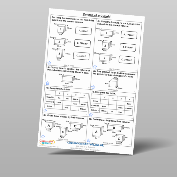 Year 6 Volume Of A Cuboid Varied Fluency Resource | Classroom Secrets