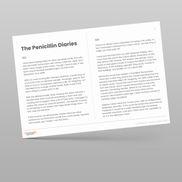 Year 6 Reading Skills The Penicillin Diaries Resource | Classroom Secrets