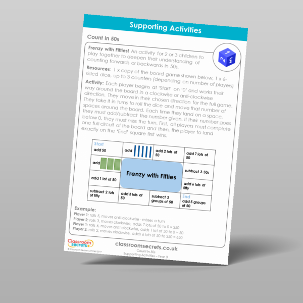 Year 3 Count In 50s Supporting Activity Resource | Classroom Secrets