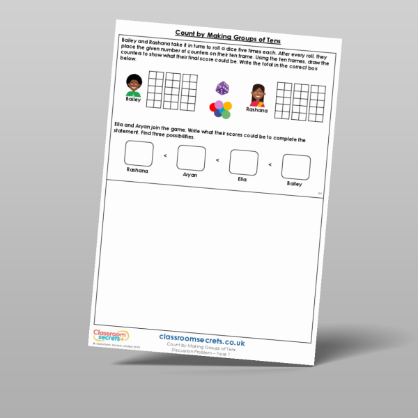 Year 1 Count By Making Groups Of Tens Discussion Problem Resource ...