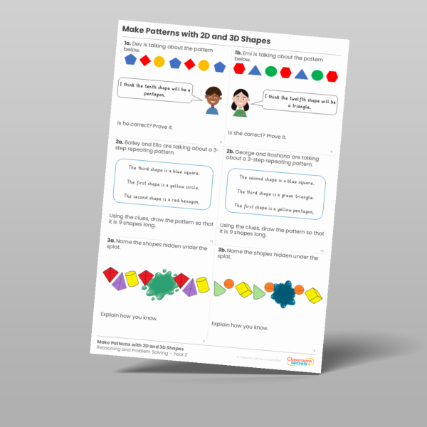 Year 2 Make Patterns With 2d And 3d Shapes Reasoning And Problem ...