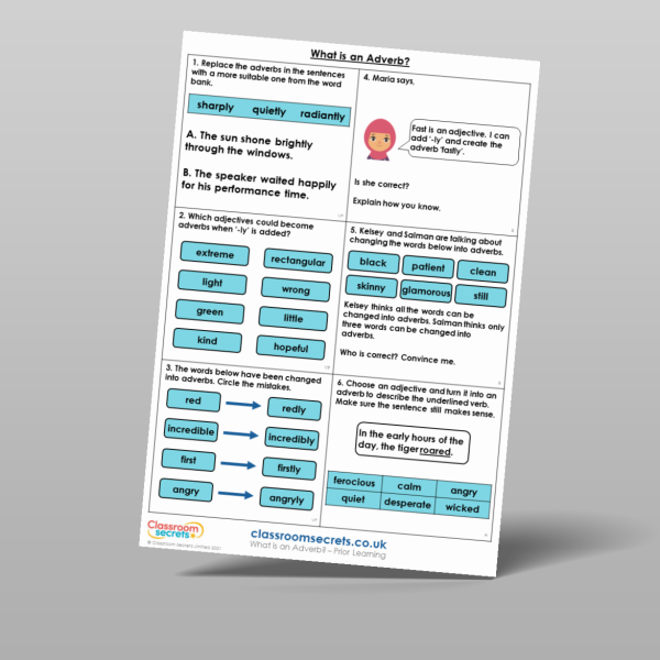 Year 3 What Is An Adverb Prior Learning Resource | Classroom Secrets