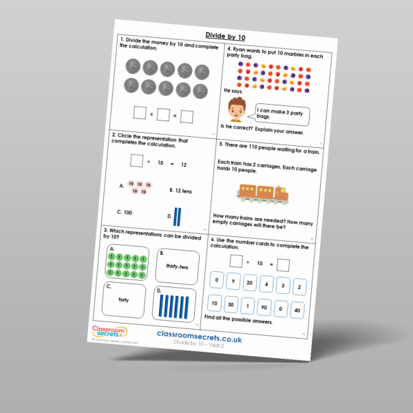 Year 2 Divide By 10 Mixed Activity Resource | Classroom Secrets