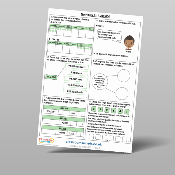 Year 6 Numbers To 1 000 000 Mixed Activity Resource | Classroom Secrets