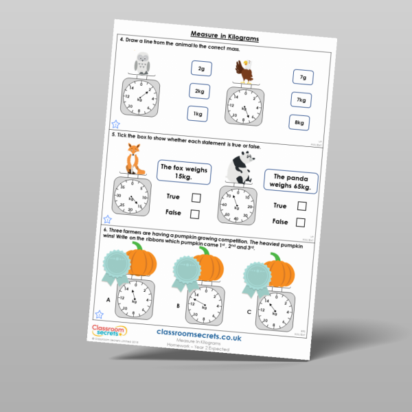 Year 2 Measure In Kilograms Homework Resource | Classroom Secrets