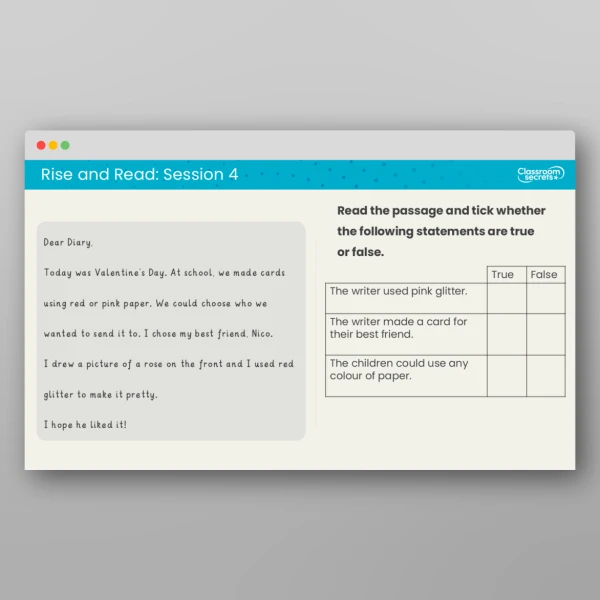 KS1 Rise And Read Valentine S Day Resource | Classroom Secrets