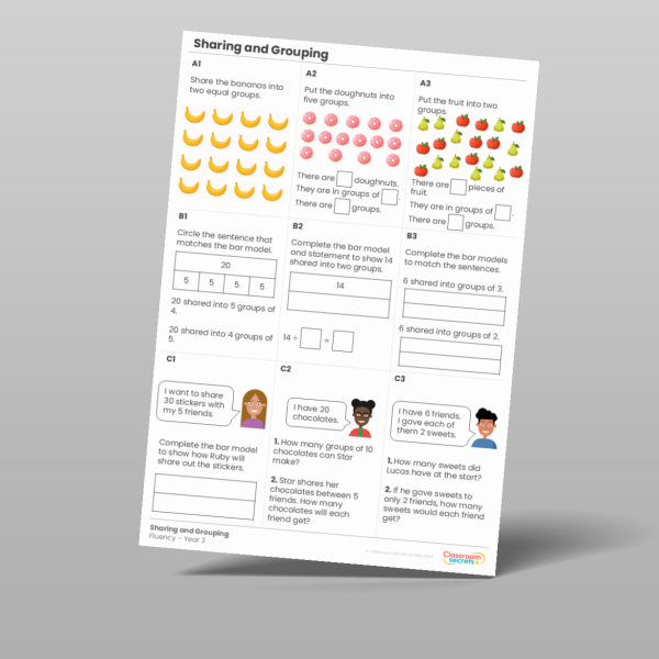 Year 3 Sharing And Grouping Fluency Matrix Resource | Classroom Secrets