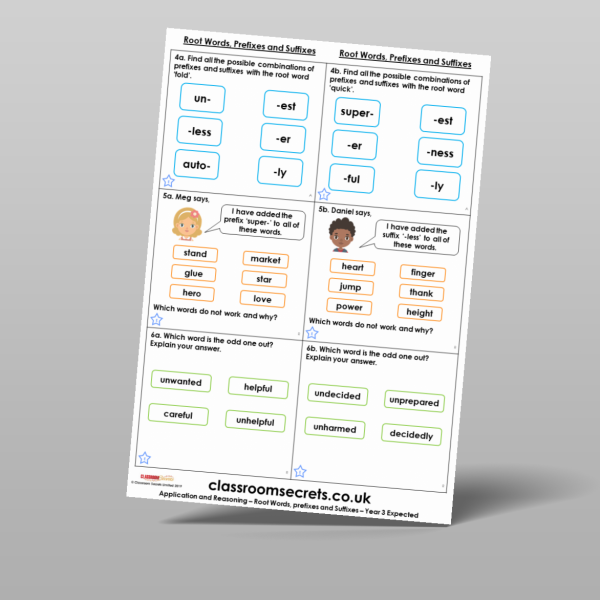 Year 3 Root Words Prefixes And Suffixes Application And Reasoning ...