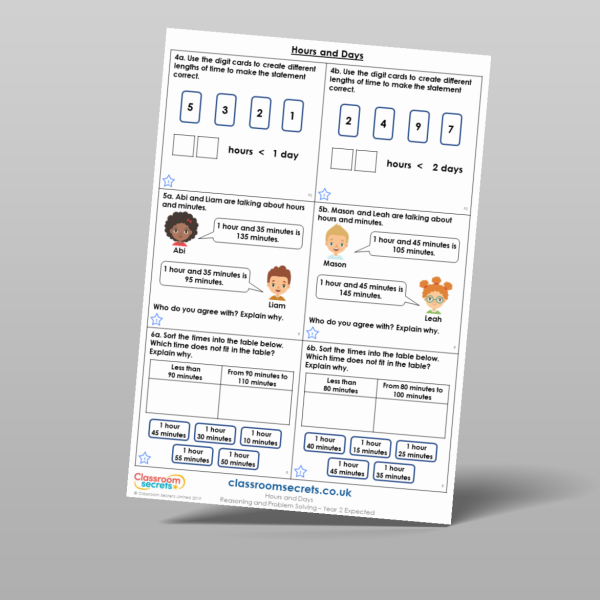 Year 2 Hours And Days Reasoning And Problem Solving Resource ...