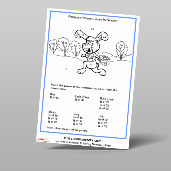 KS1 And Ks2 Easter Fractions Of An Amount Colour By Numbers Resource ...