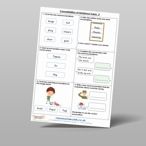 Year 2 Consolidation Of Sentence Types 2 Prior Learning Resource ...