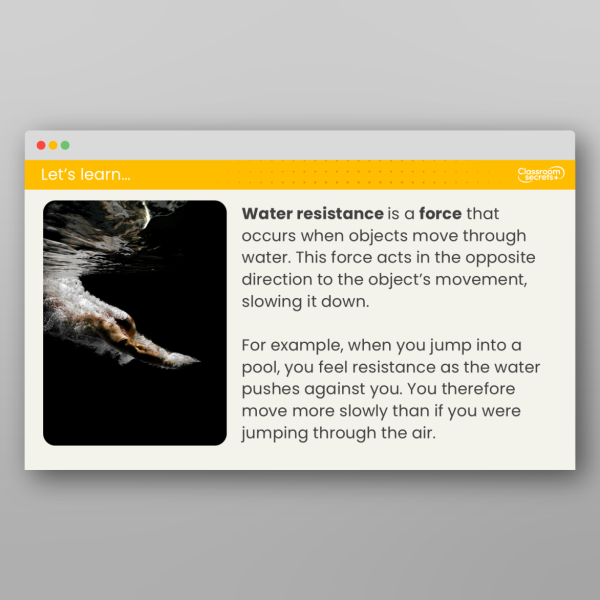 Year 5 What Is Water Resistance And How Does It Affect Moving Objects ...