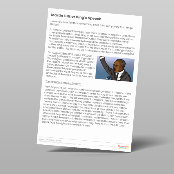 KS2 Martin Luther King S Speech Ruby Guided Reading Pack Resource ...