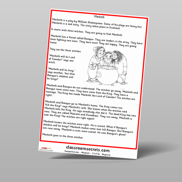 KS1 And Ks2 Macbeth Comprehension Pack Resource | Classroom Secrets