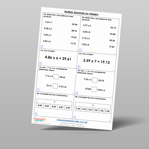 Year 6 Multiply Decimals By Integers Varied Fluency Resource ...