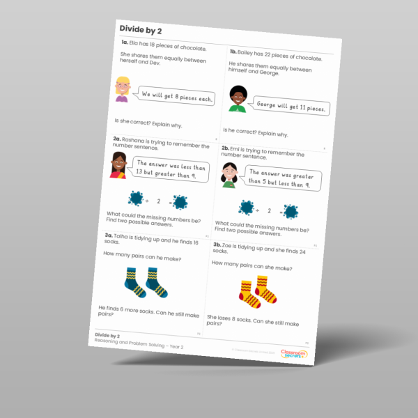 Year 2 Divide By 2 Reasoning And Problem Solving 2 Resource | Classroom Secrets