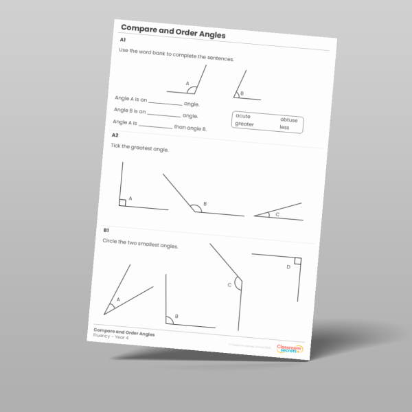 Year 4 Compare And Order Angles Fluency Matrix Resource | Classroom Secrets
