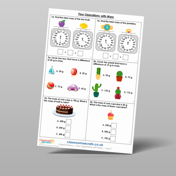 Year 2 Four Operations With Mass Varied Fluency Resource | Classroom ...