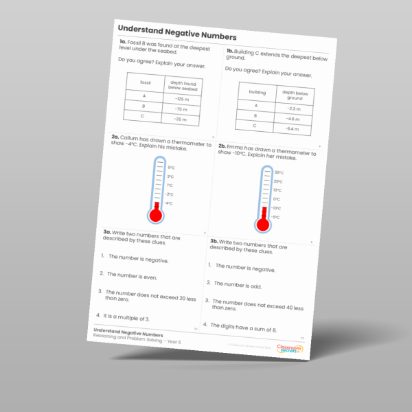 Year 5 Understand Negative Numbers Reasoning And Problem Solving 2 ... Year 5 Understand Negative Numbers Reasoning And Problem Solving 2 ...