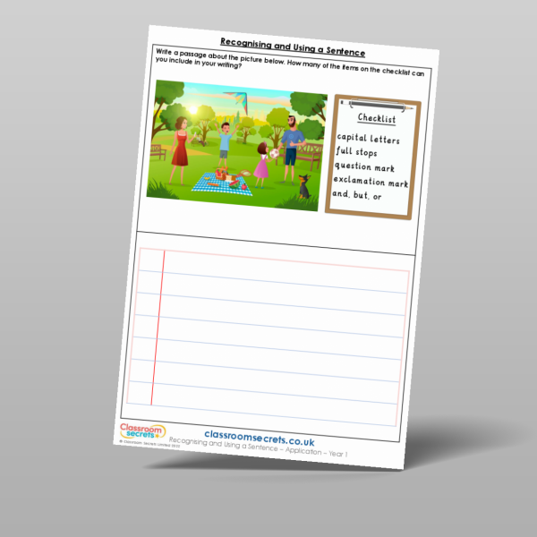 Year 1 Recognising And Using A Sentence Application Resource Classroom Secrets
