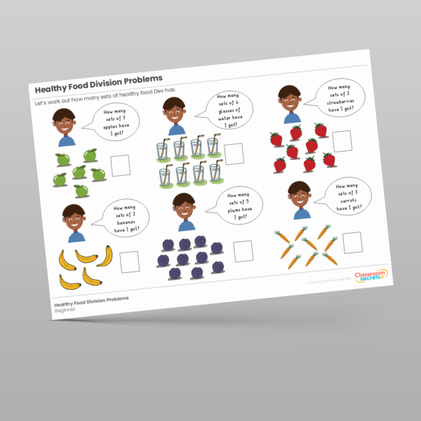 KS1 And 2 Healthy Eating Division Word Problems Resource | Classroom ...