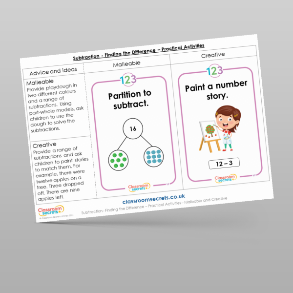Year 1 Subtraction Finding The Difference Practical Activities Resource ...