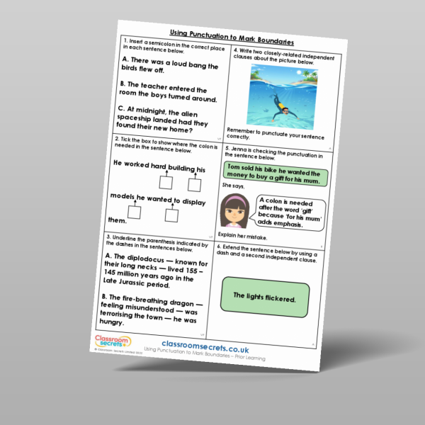 Year 6 Using Punctuation To Mark Boundaries Prior Learning Resource ...