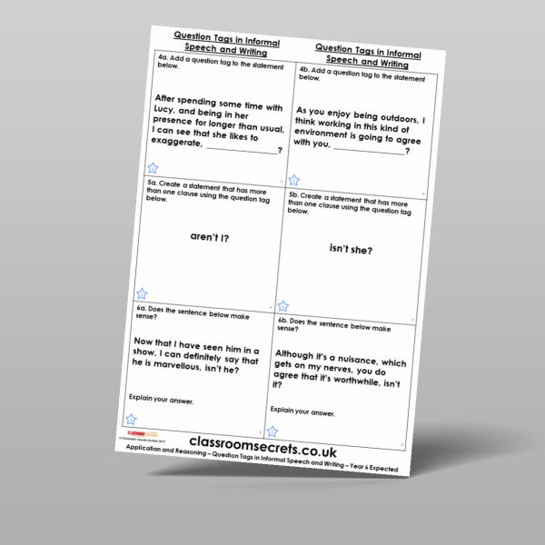 Year 6 Question Tags In Informal Speech And Writing Application And ...