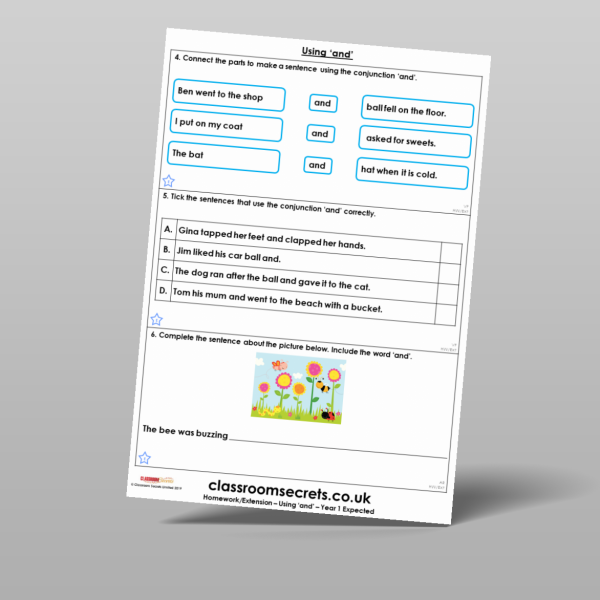 Year 1 Using And Homework 2 Resource | Classroom Secrets