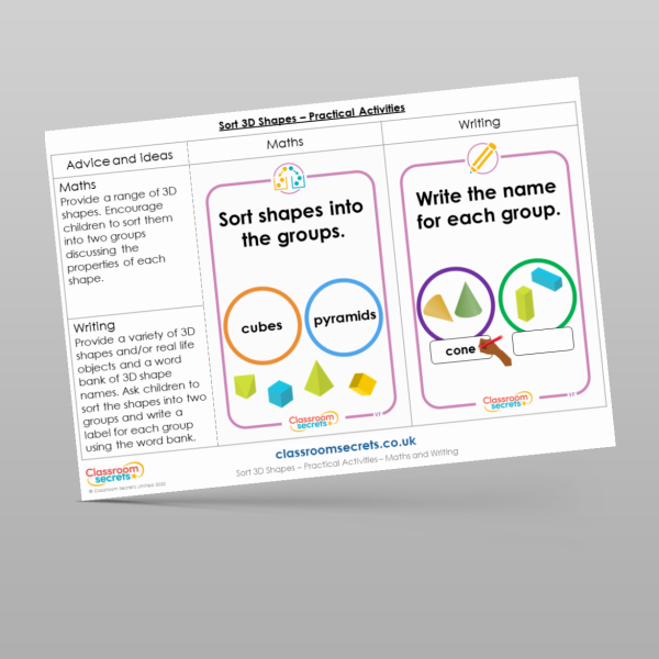 Year 1 Sort 3d Shapes Practical Activities Resource | Classroom Secrets