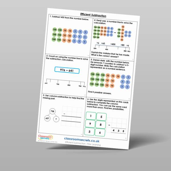 Year 4 Efficient Subtraction Prior Learning Resource | Classroom Secrets