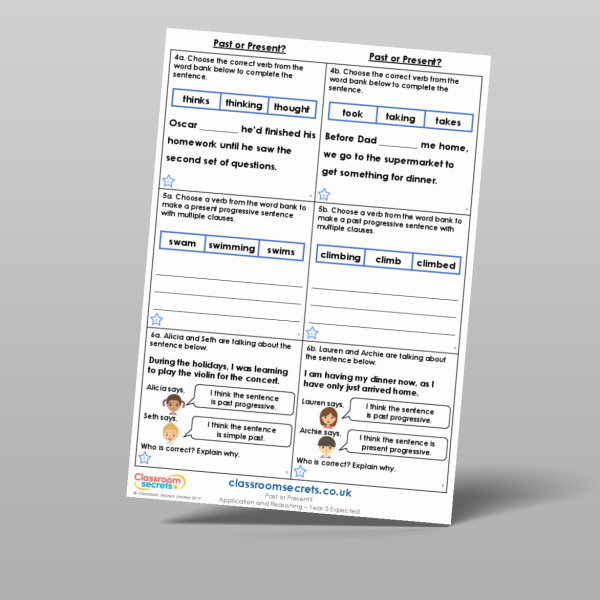 Year 5 Past Or Present Application And Reasoning Resource | Classroom ...