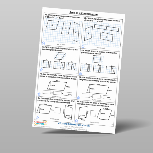 Year 6 Area Of A Parallelogram Varied Fluency Resource | Classroom Secrets