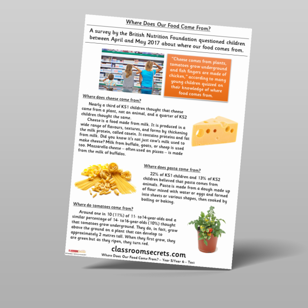 KS1 And Ks2 Where Does Our Food Come From Comprehension Pack Resource ...