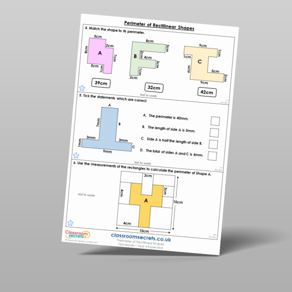 Year 4 Perimeter Of Rectilinear Shapes Homework Resource | Classroom ...