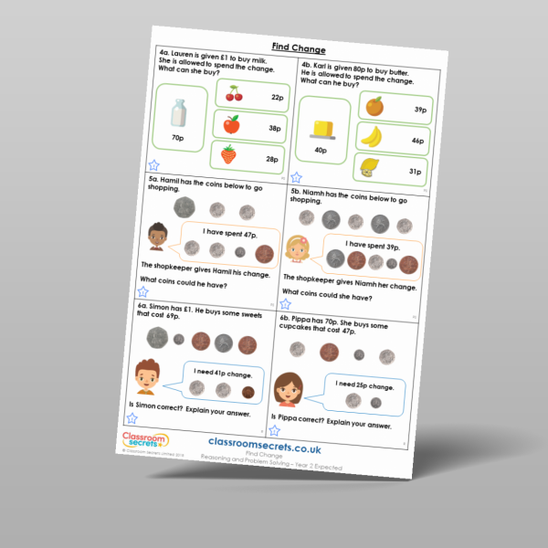 Year 2 Find Change Reasoning And Problem Solving Resource | Classroom ...
