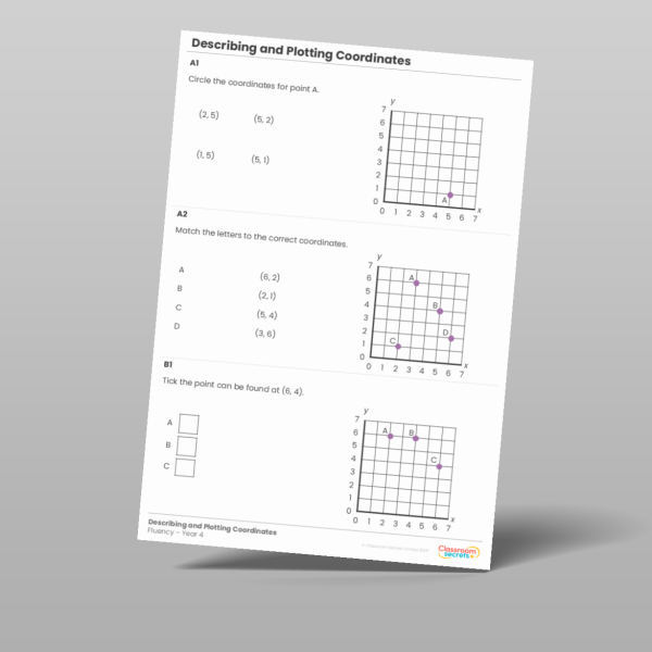 Year 4 Describing And Plotting Coordinates Fluency Matrix Resource ...