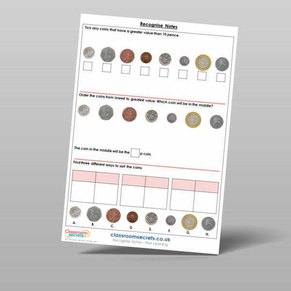 Year 1 Recognise Notes Prior Learning Resource | Classroom Secrets