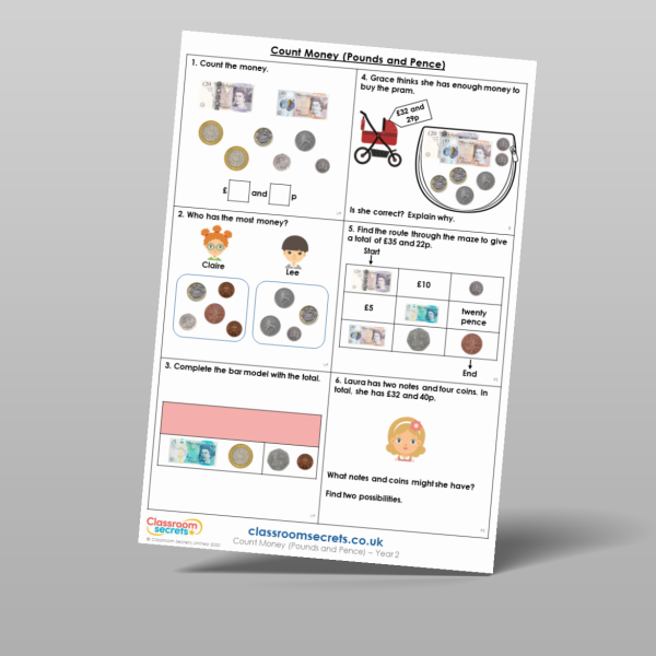 Year 2 Count Money Pounds And Pence Mixed Activity Resource | Classroom ...