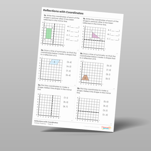 Year 5 Reflections With Coordinates Varied Fluency Resource | Classroom ...