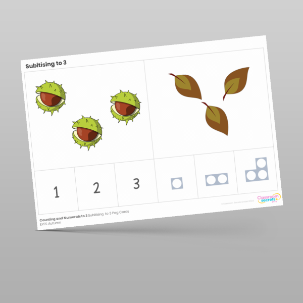 Eyfs Subitising To 3 Peg Cards Resource | Classroom Secrets